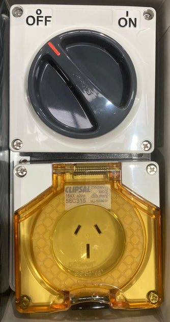 Clipsal Australia Switched Socket Outlet 15A 240V 3 Flat Pin | 56C315 ...